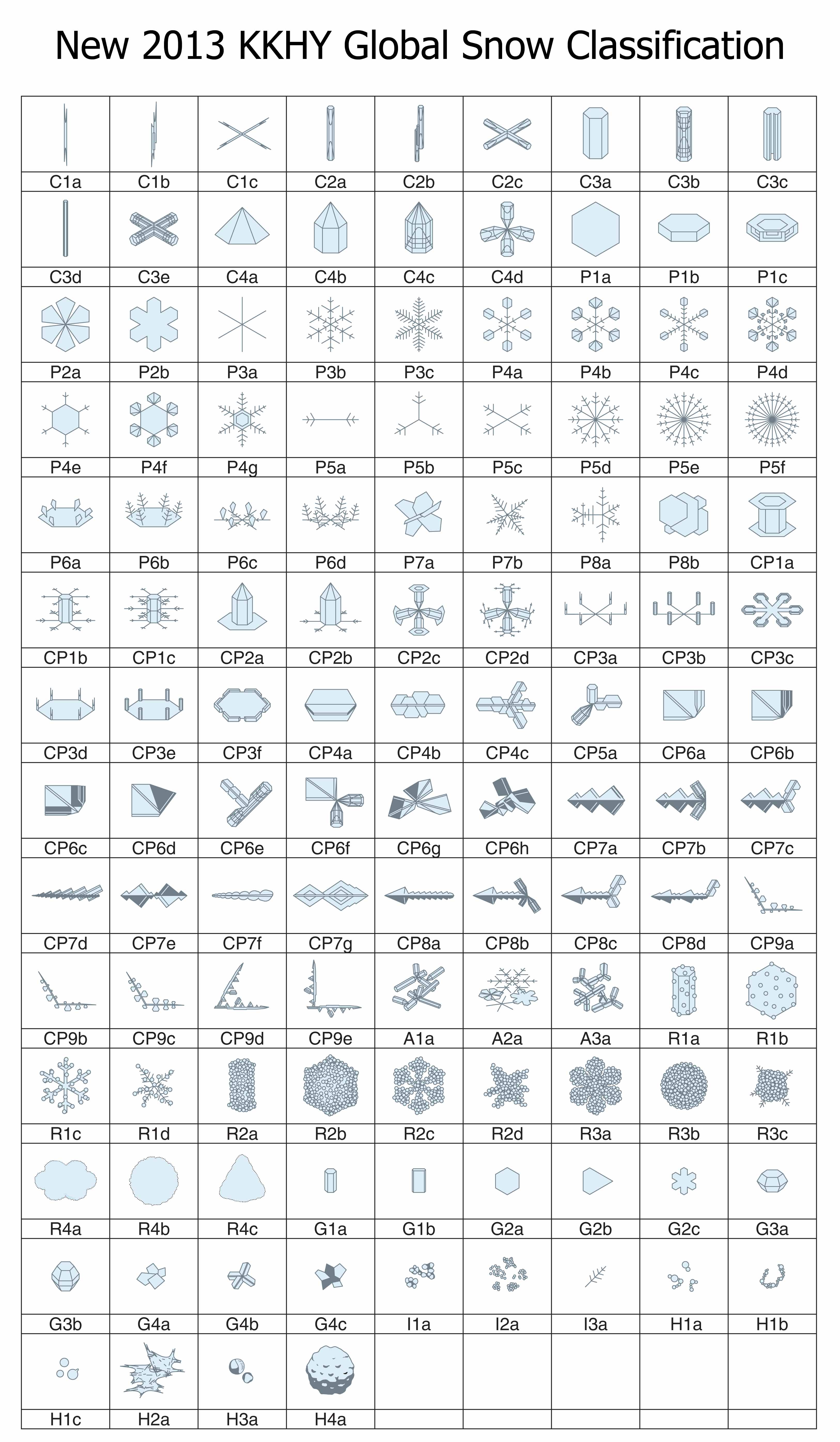 One hundred twenty one forms of falling ice: the new snow ...